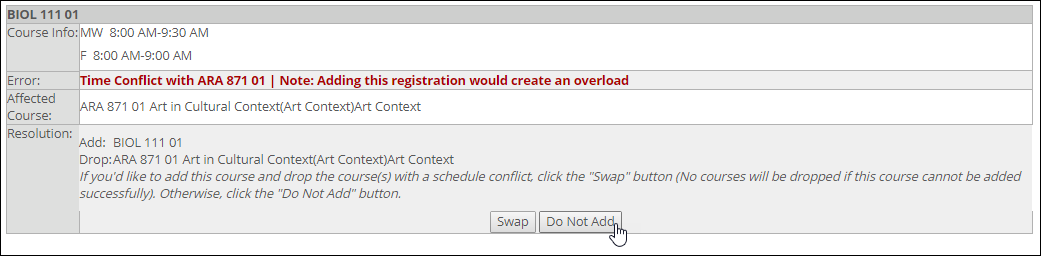 Add/Drop Courses Feature